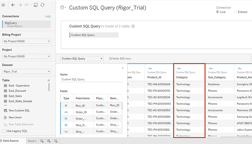 Connecting To Custom Sql Query In Tableau